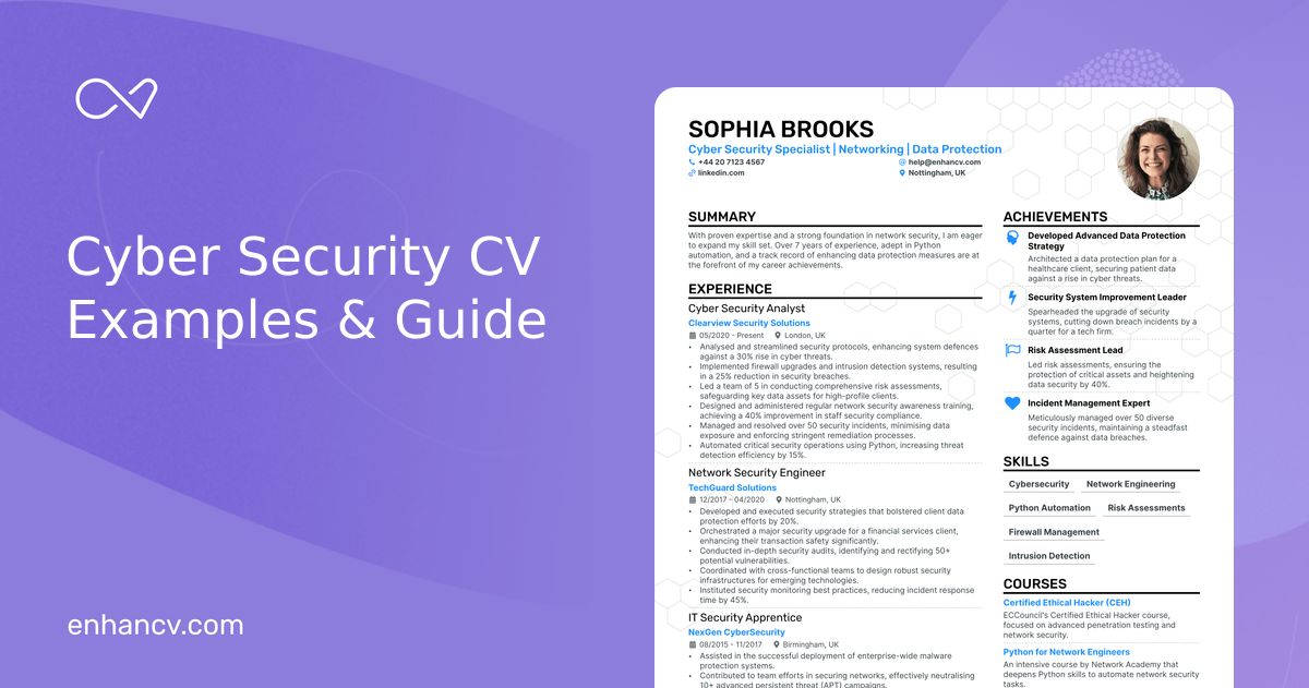 Cyber Security CV Examples & Guide for 2026