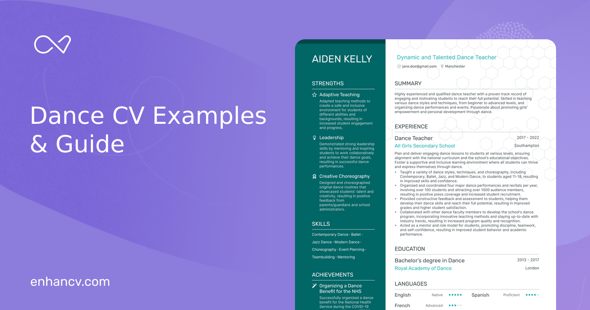 3 Dance CV Examples for 2024