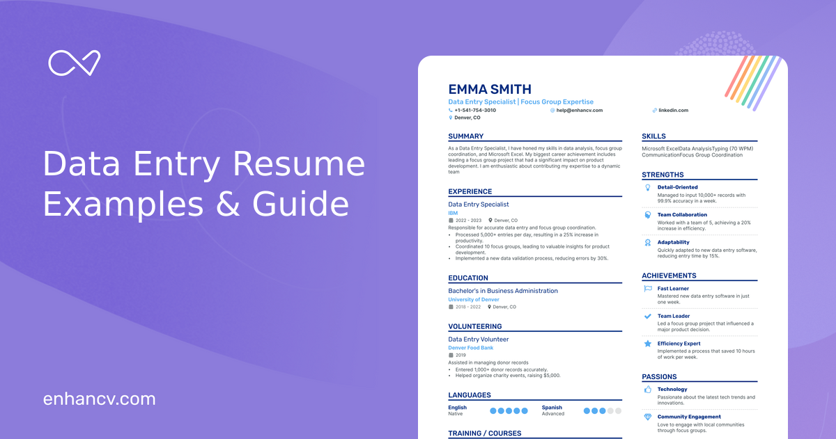 9 Data Entry Resume Examples & Guide for 2024