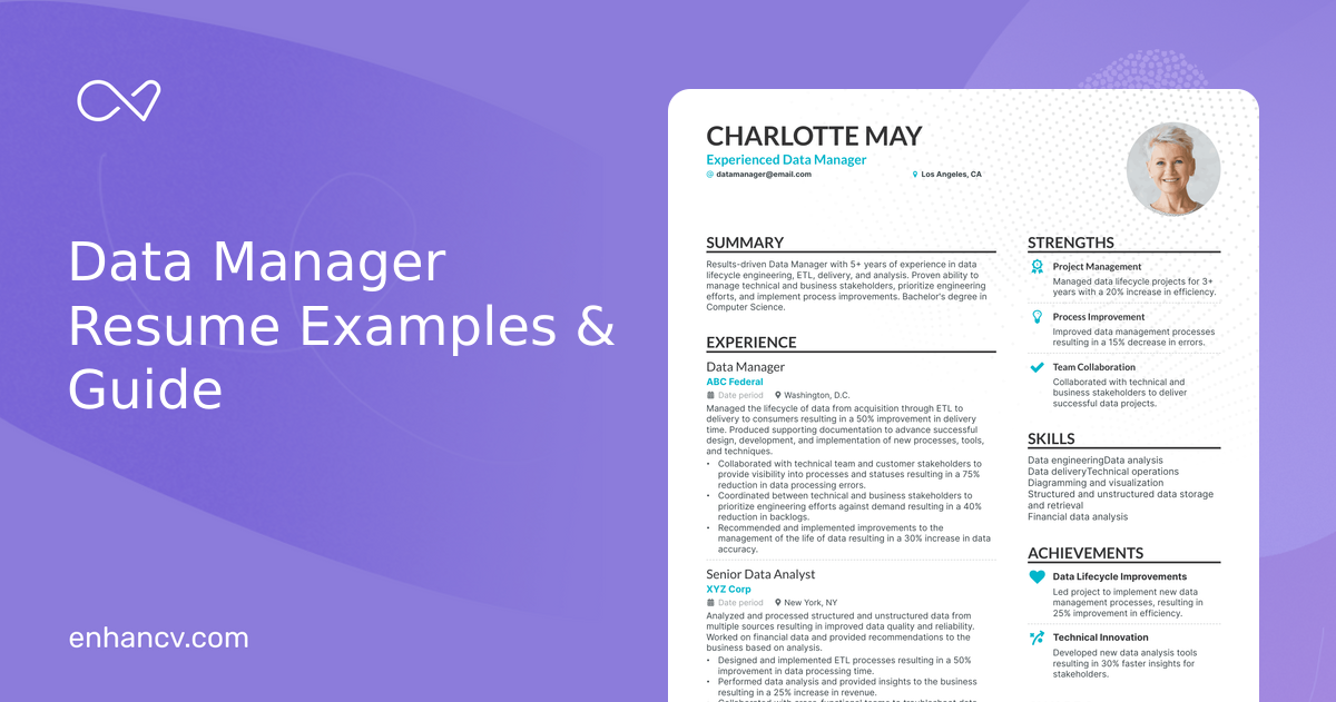 5 Data Manager Resume Examples & Guide for 2024