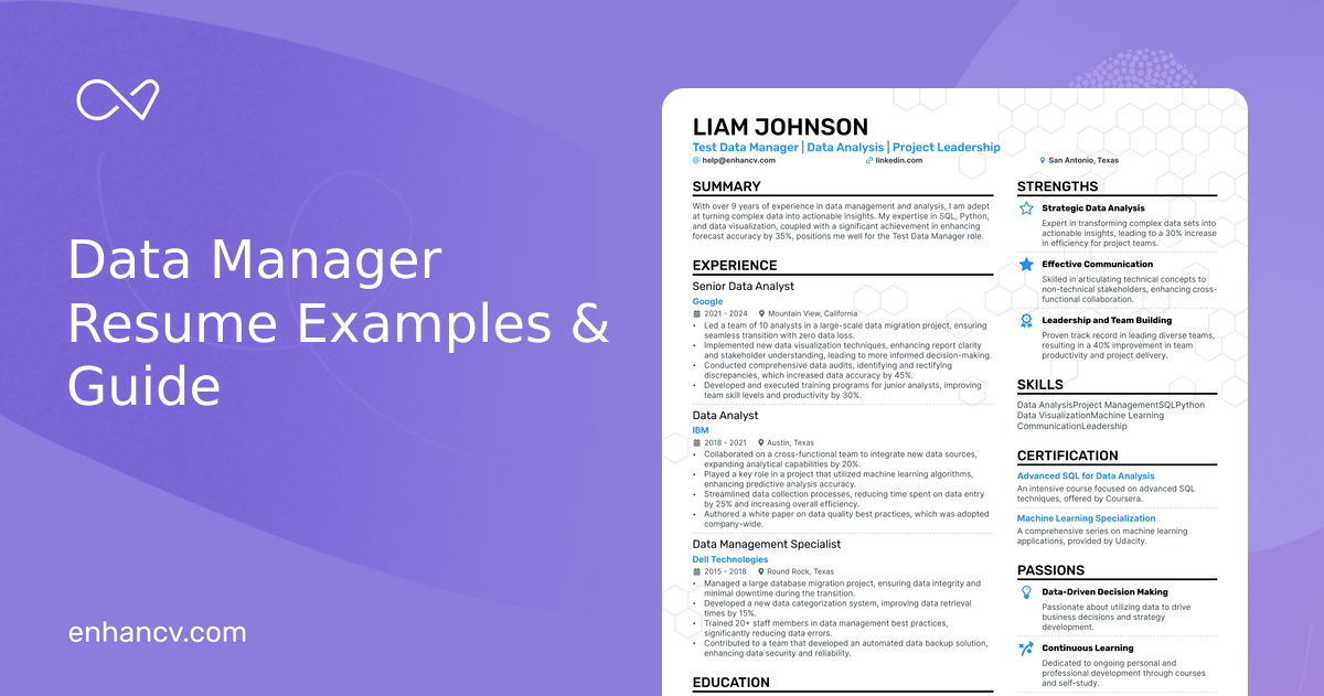 5 Data Manager Resume Examples & Guide for 2024