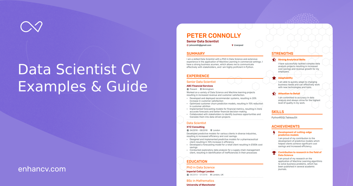 3 Data Scientist CV Examples for 2024