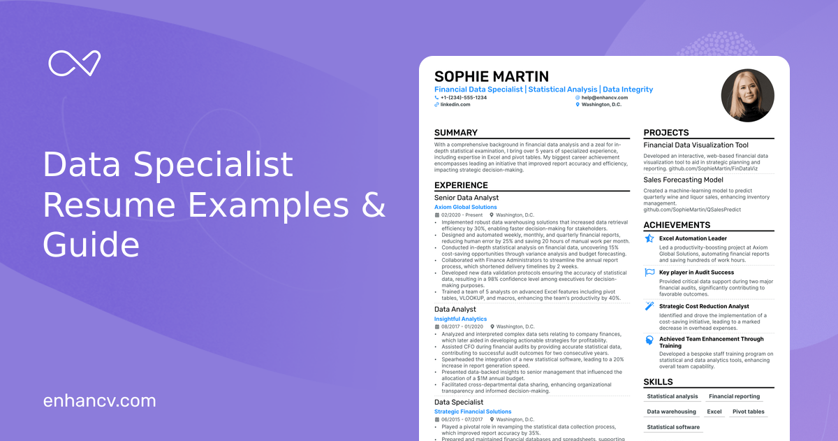 10 Data Specialist Resume Examples & Guide for 2026