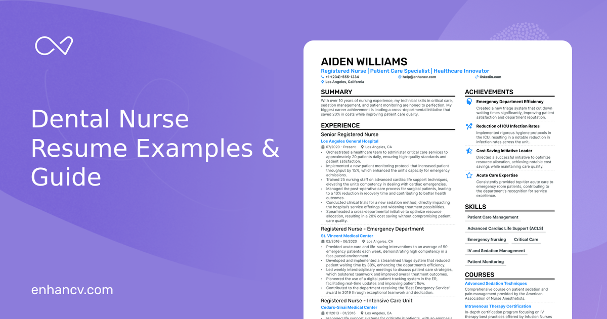 10 Dental Nurse Resume Examples & Guide for 2024