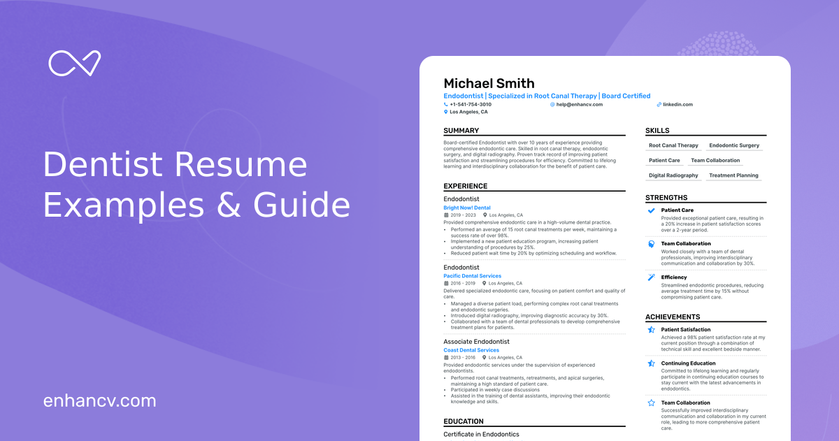 6 Dentist Resume Examples & Guide For 2024