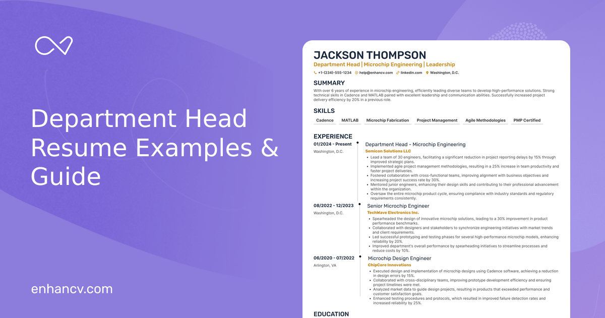 10 Department Head Resume Examples, Templates & Guide for 2026
