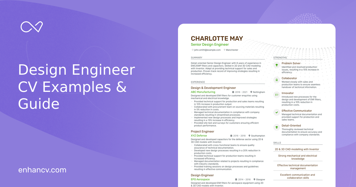 3 Design Engineer CV Examples for 2024