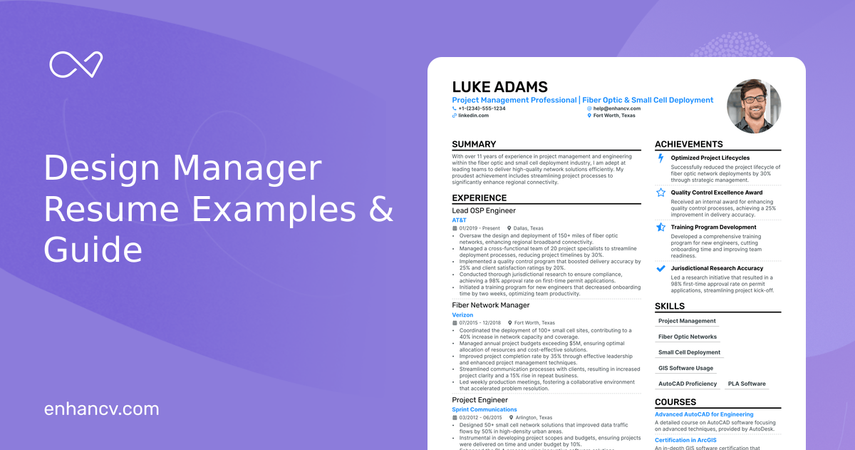 10 Design Manager Resume Examples & Guide for 2024