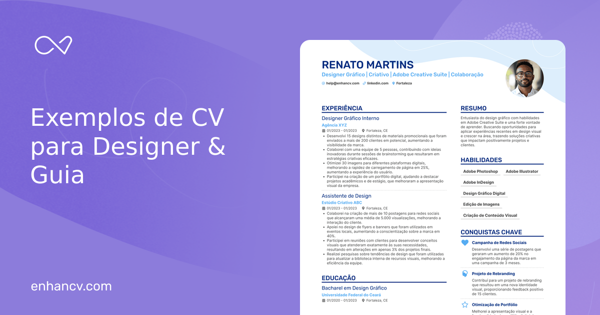 Currículo para Designer Gráfico: Exemplos e Modelos (2026)