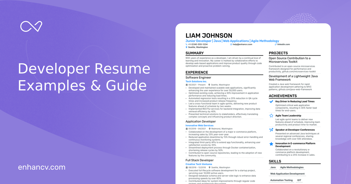 19 Developer Resume Examples & Guide for 2024