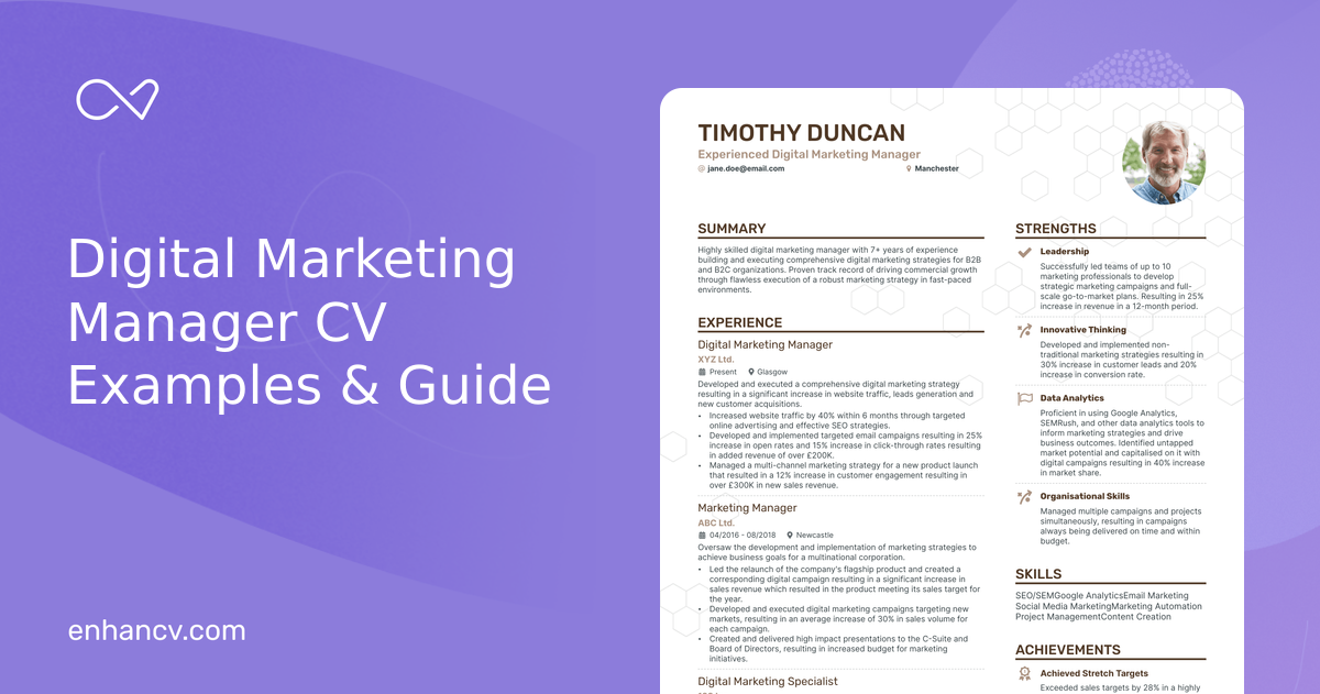 3 Digital Marketing Manager CV Examples for 2024