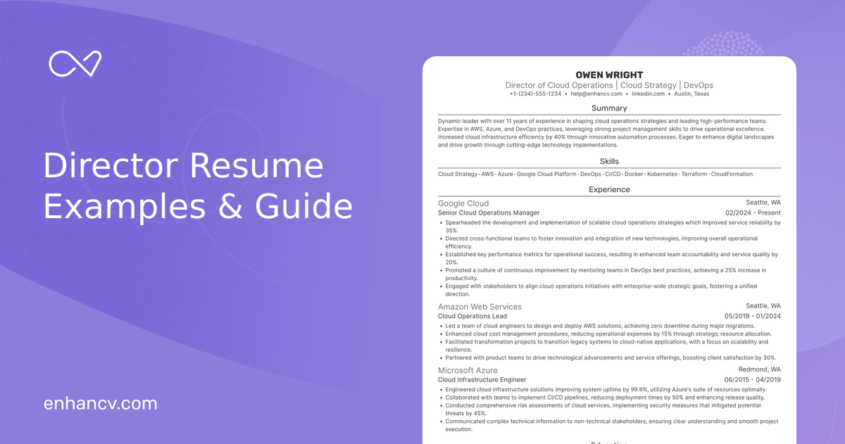 27 Director Resume Examples & Guide for 2025