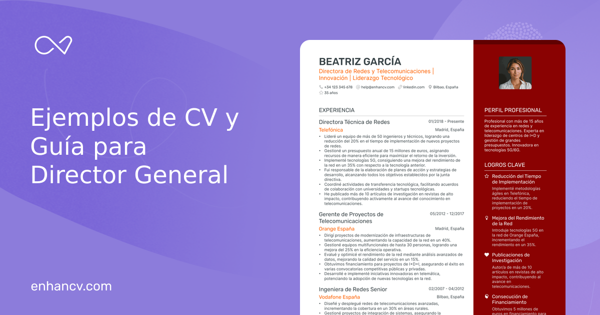 CV Director General de Empresa: Ejemplos y Plantillas