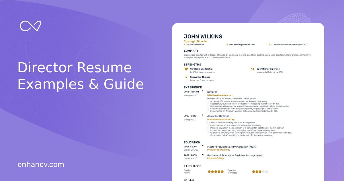 12 Director Resume Examples & Guide for 2024