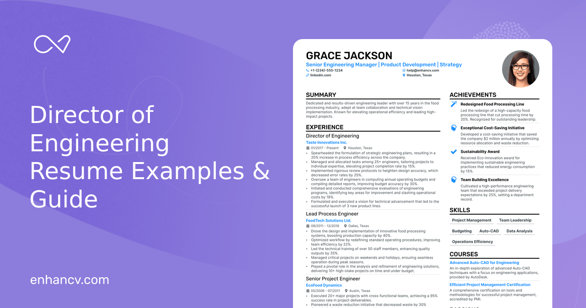 10 Director of Engineering Resume Examples & Guide for 2024