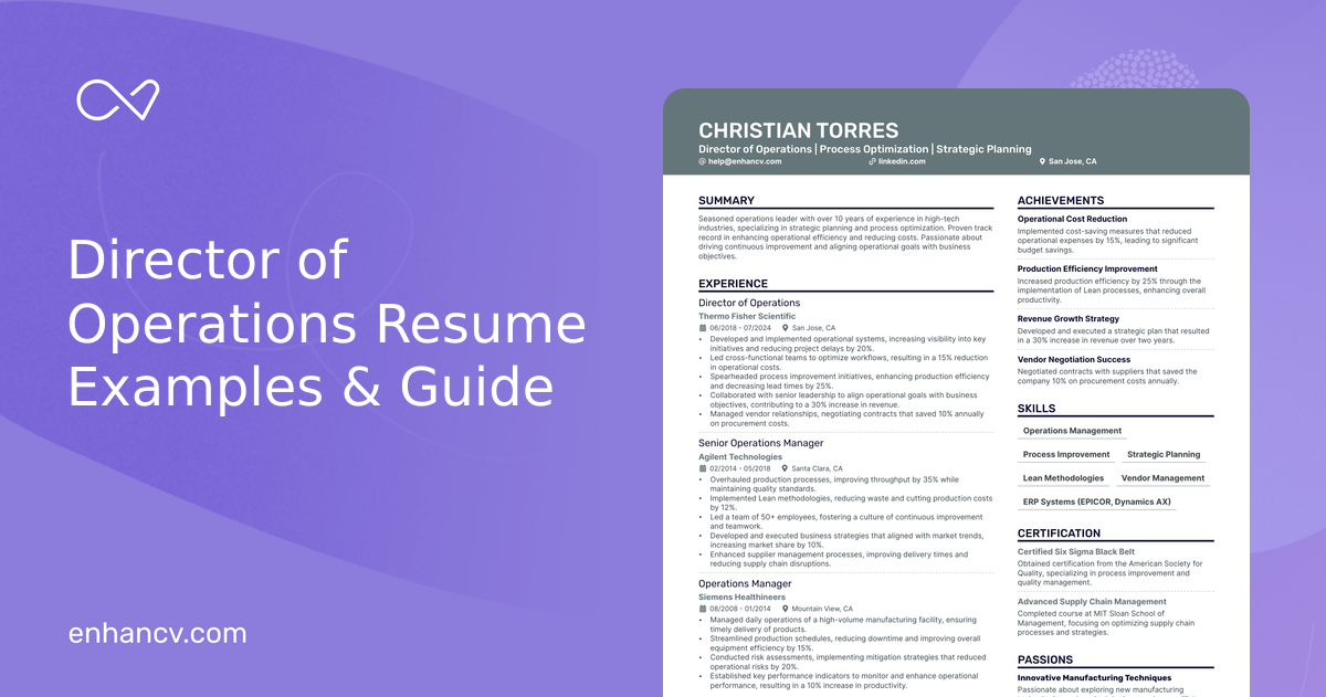 5 Director of Operations Resume Examples & Guide for 2024