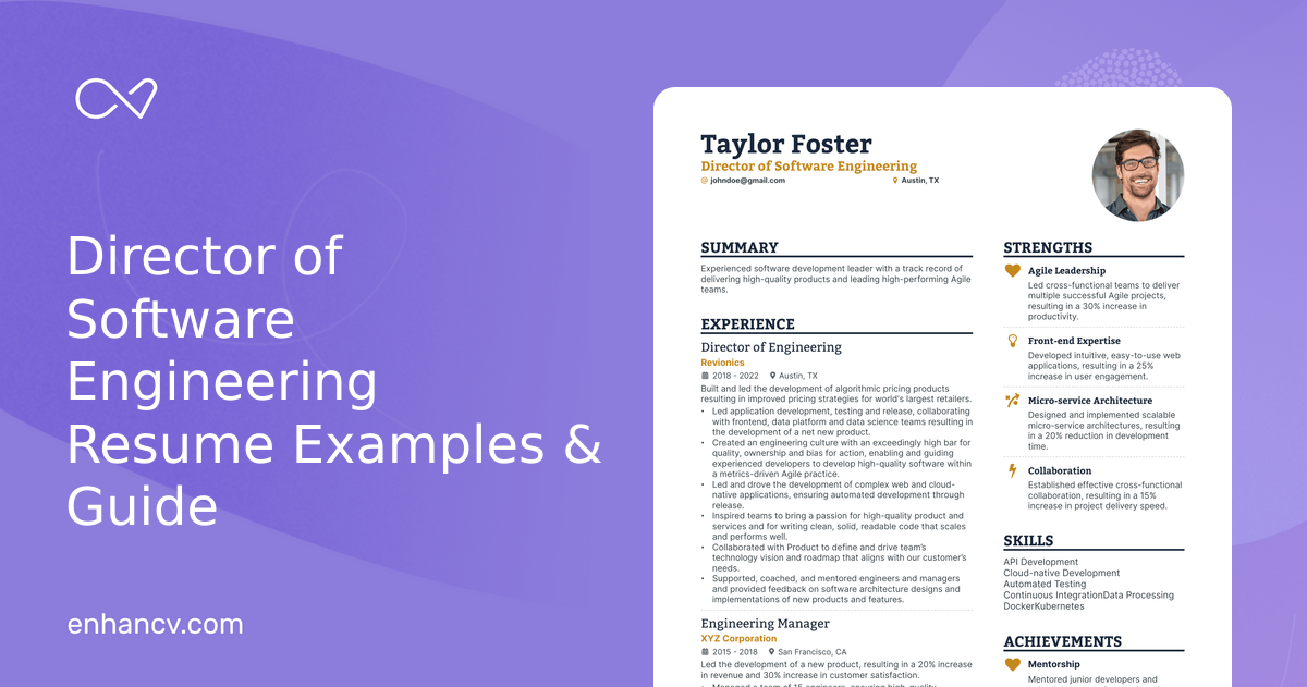 5 Director of Software Engineering Resume Examples & Guide for 2024