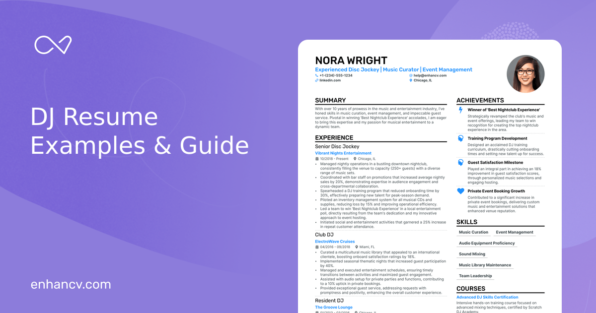 5 DJ Resume Examples & Guide for 2024