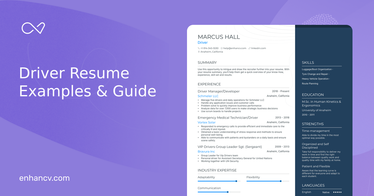 4 Driver Resume Examples & Guide for 2024