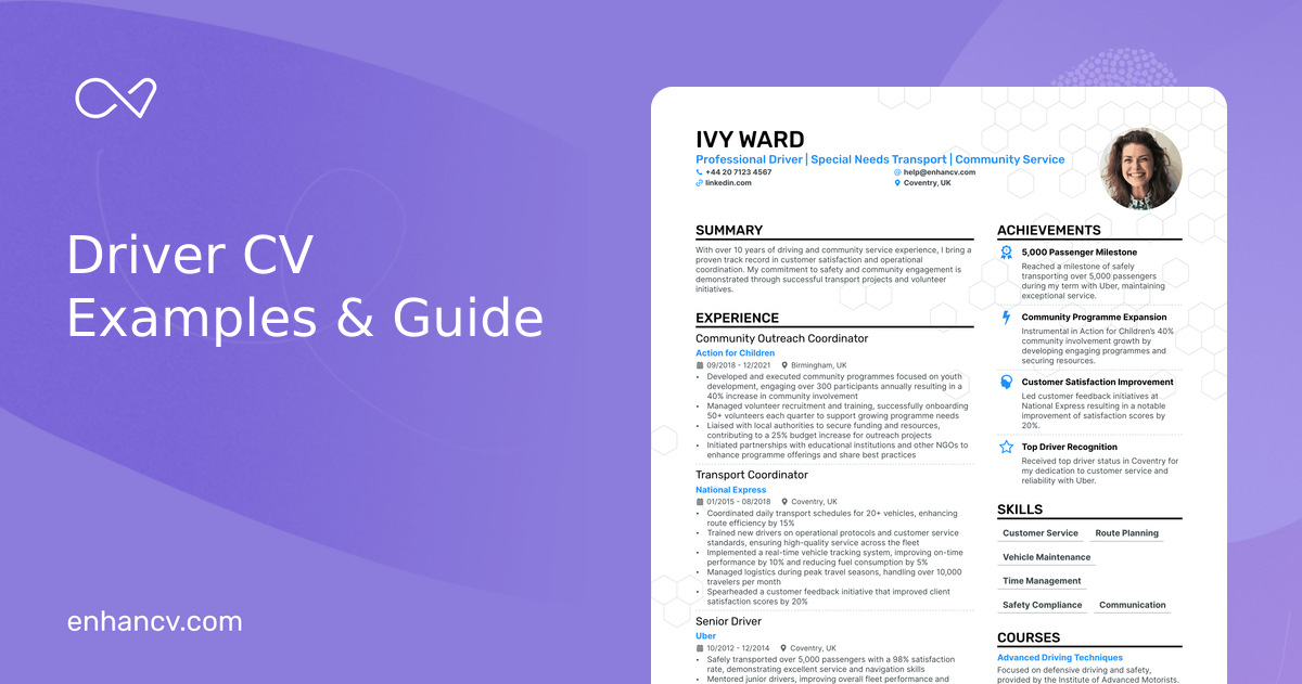 Driver CV Examples & Guide for 2026