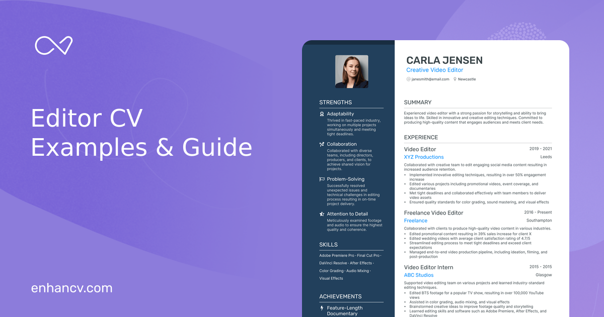 3 Editor CV Examples for 2024
