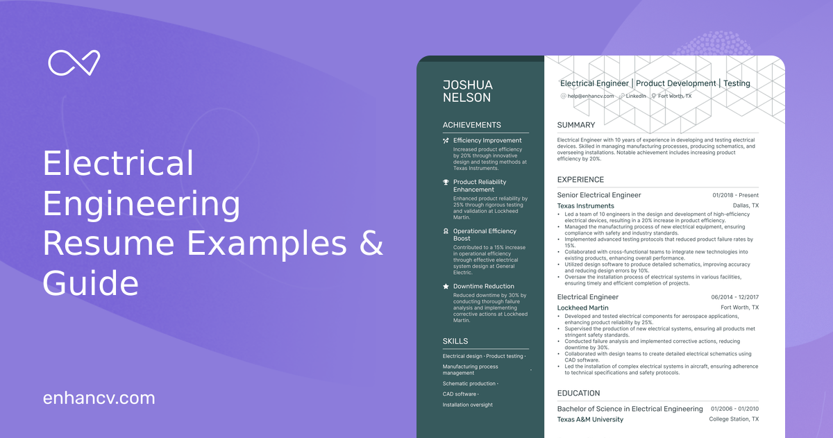 6 Electrical Engineering Resume Examples & Guide for 2024