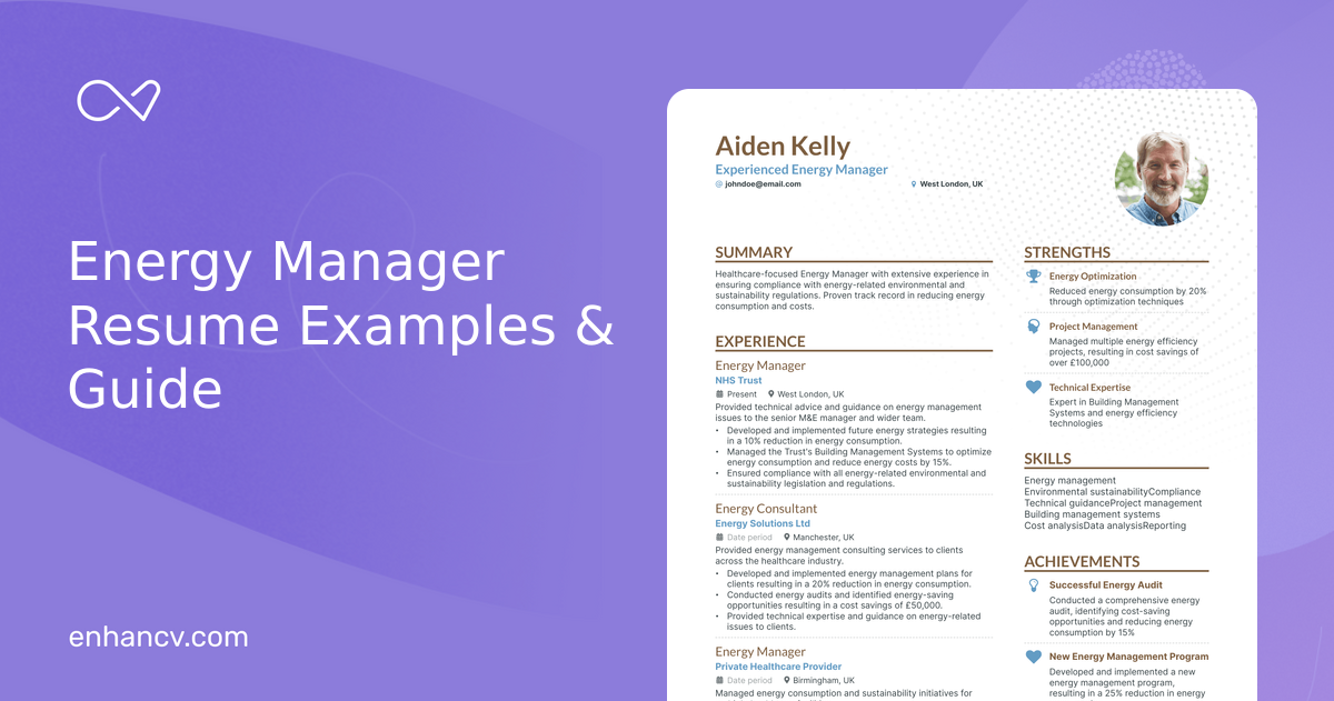 5 Energy Manager Resume Examples & Guide for 2024