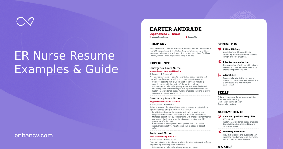 5 ER Nurse Resume Examples & Guide for 2024