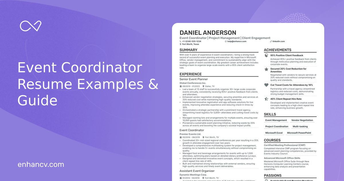 5 Event Coordinator Resume Examples & Guide for 2024