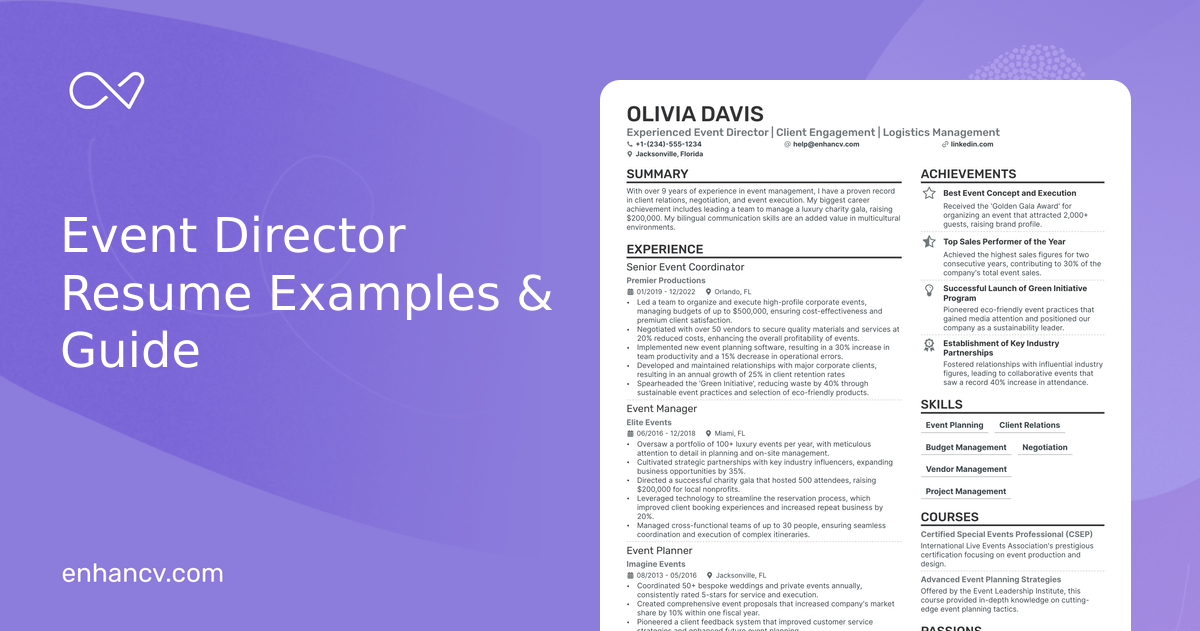 10 Event Director Resume Examples & Guide for 2024