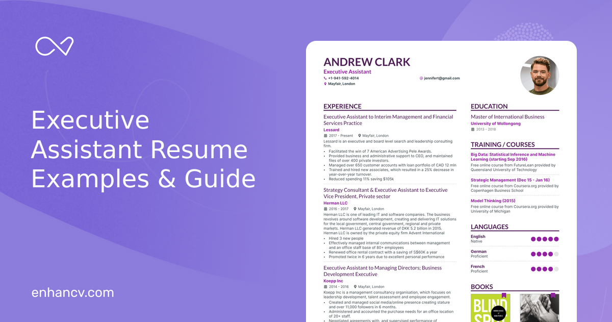 7 Executive Assistant Resume Examples & Guide for 2024