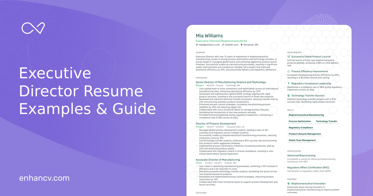 19 Executive Director Resume Examples & Guide for 2026
