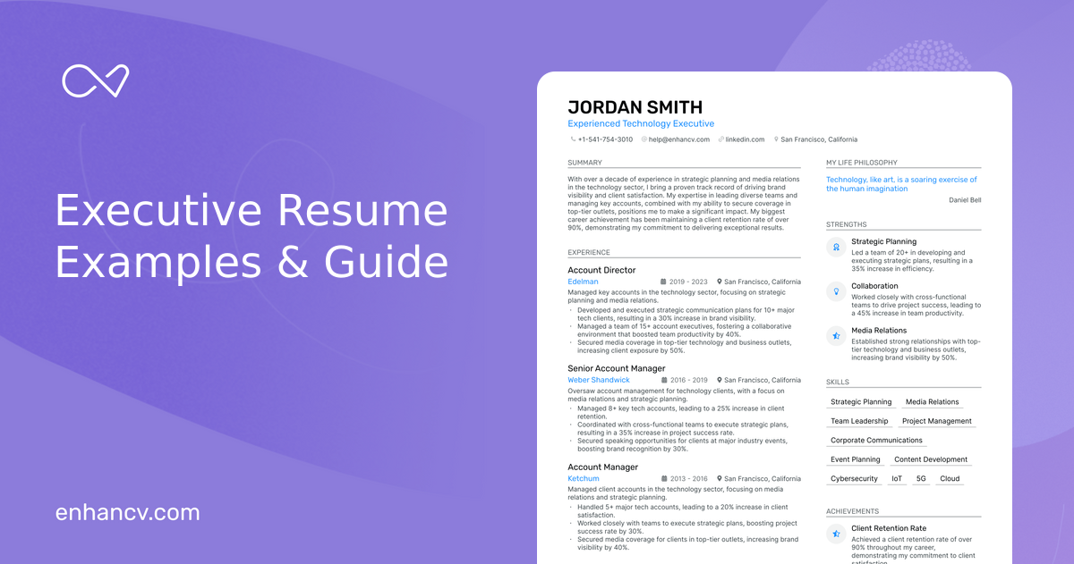 17 Executive Resume Examples & Guide for 2024