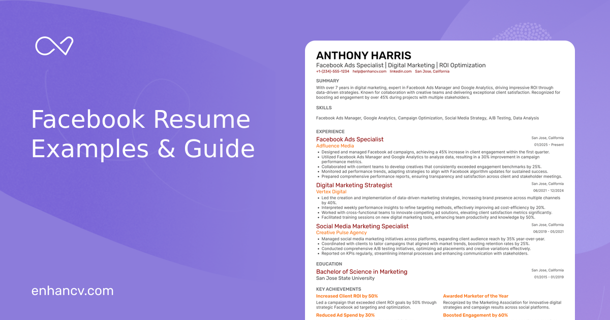 21 Facebook Resume Examples & Guide for 2026