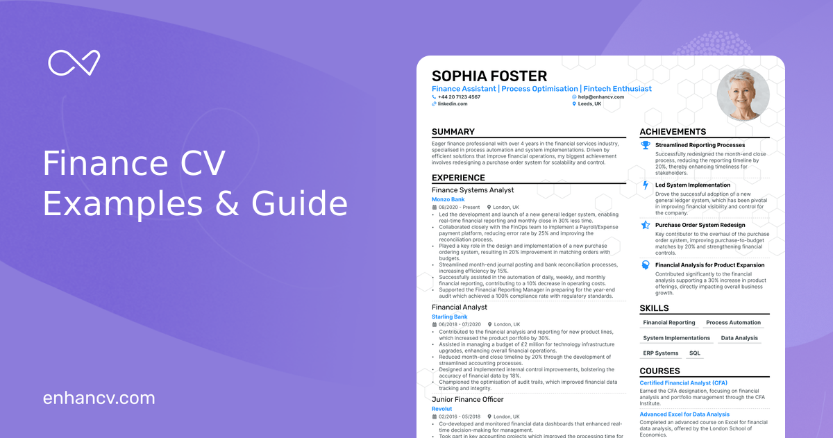 Finance CV Examples & Guide for 2026