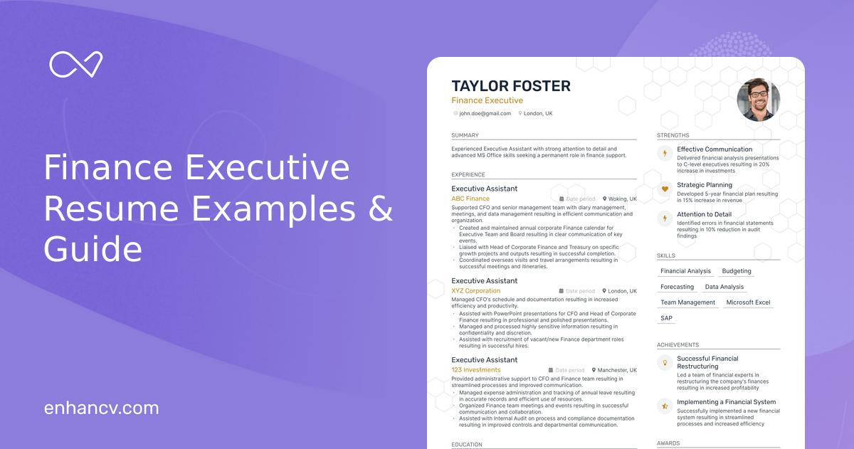 5 Finance Executive Resume Examples & Guide for 2024