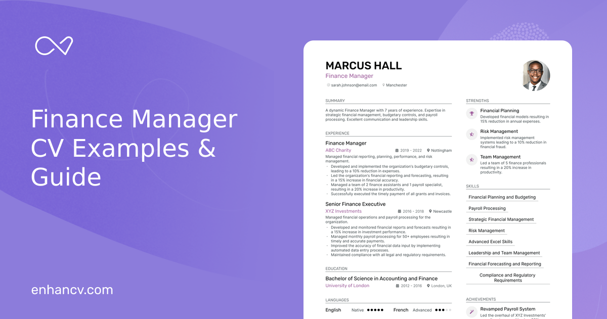 3 Finance Manager CV Examples for 2024