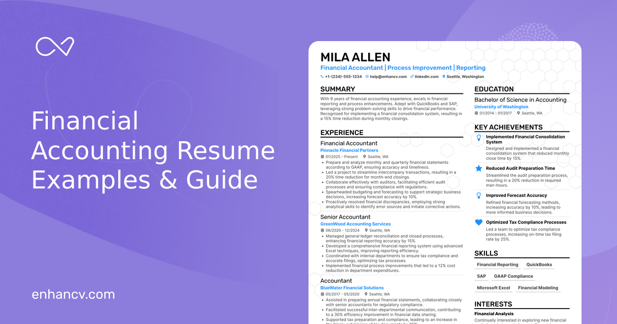10 Financial Accounting Resume Examples & Guide for 2026