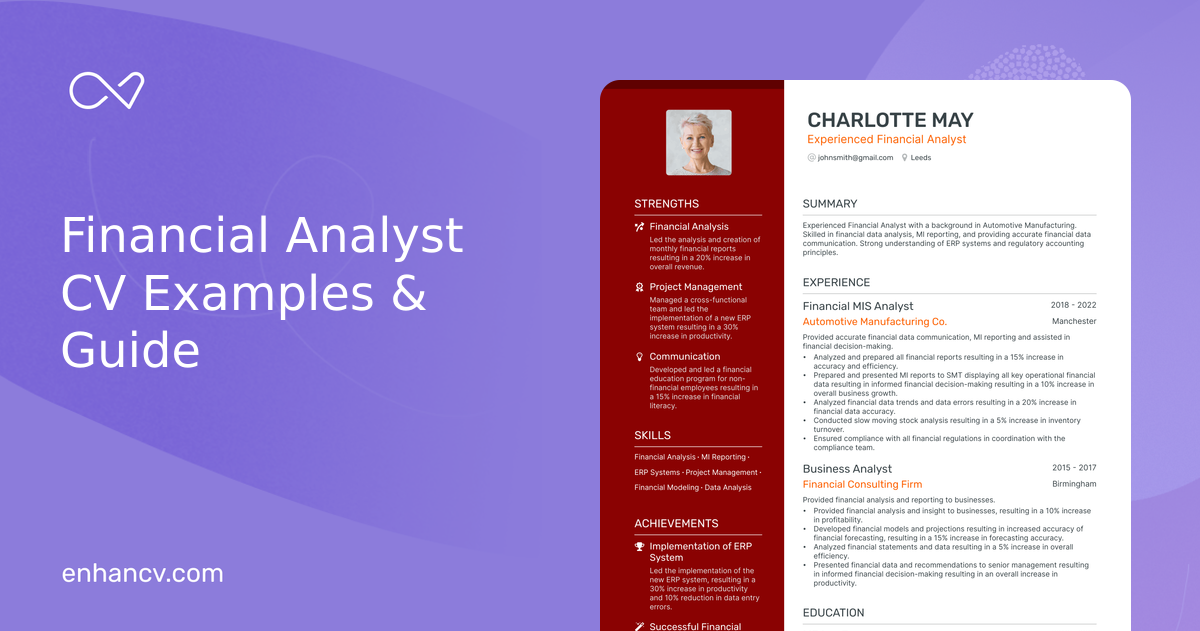 3 Financial Analyst CV Examples for 2024