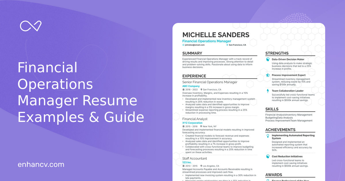 5 Financial Operations Manager Resume Examples & Guide for 2024