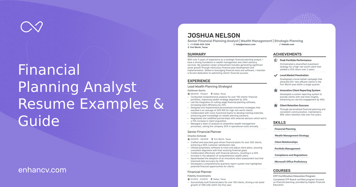 10 Financial Planning Analyst Resume Examples & Guide for 2024