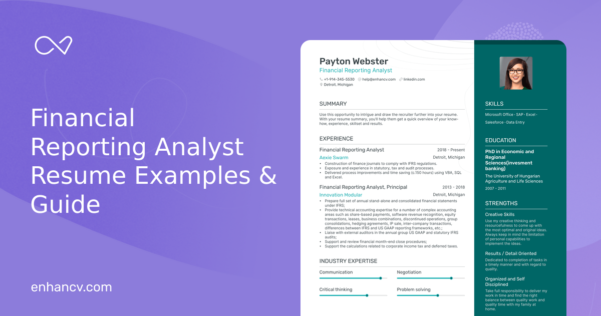 5 Financial Reporting Analyst Resume Examples & Guide for 2024
