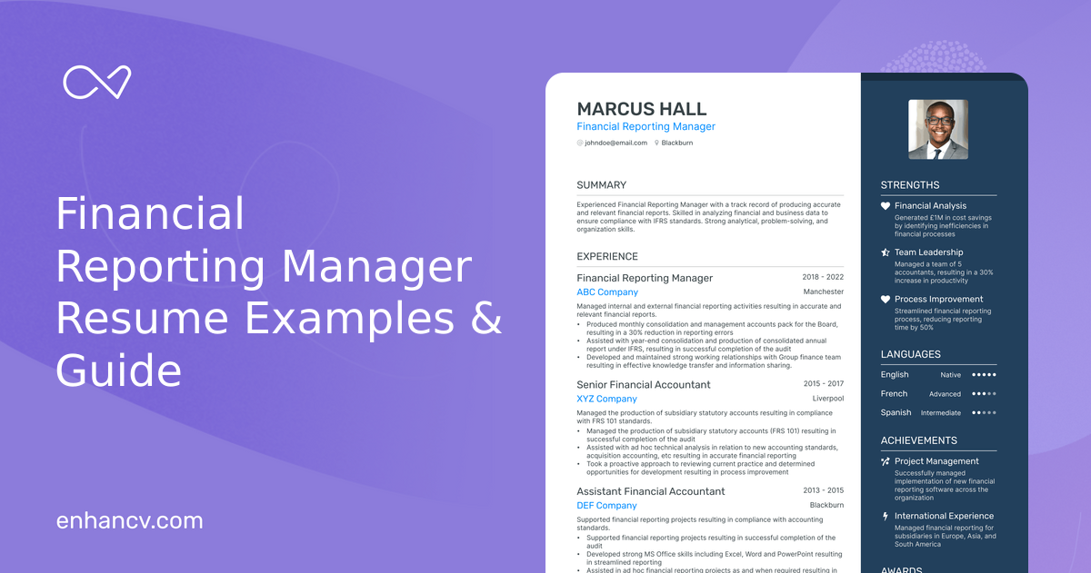 5 Financial Reporting Manager Resume Examples & Guide for 2024
