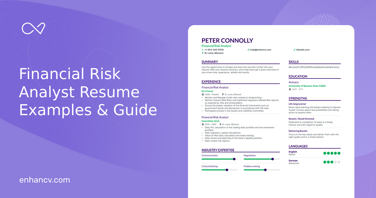 5 Financial Risk Analyst Resume Examples & Guide for 2024