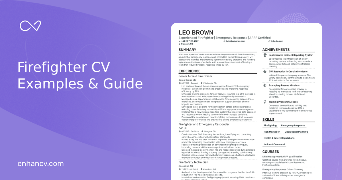 Firefighter CV Examples & Guide for 2025