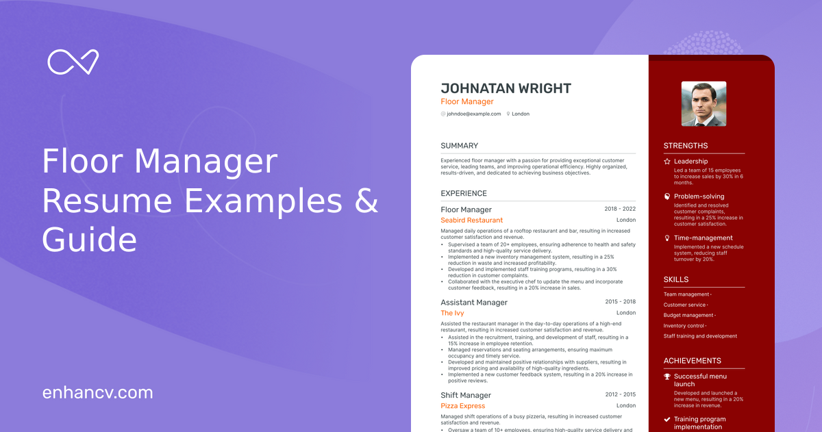 5 Floor Manager Resume Examples & Guide for 2024