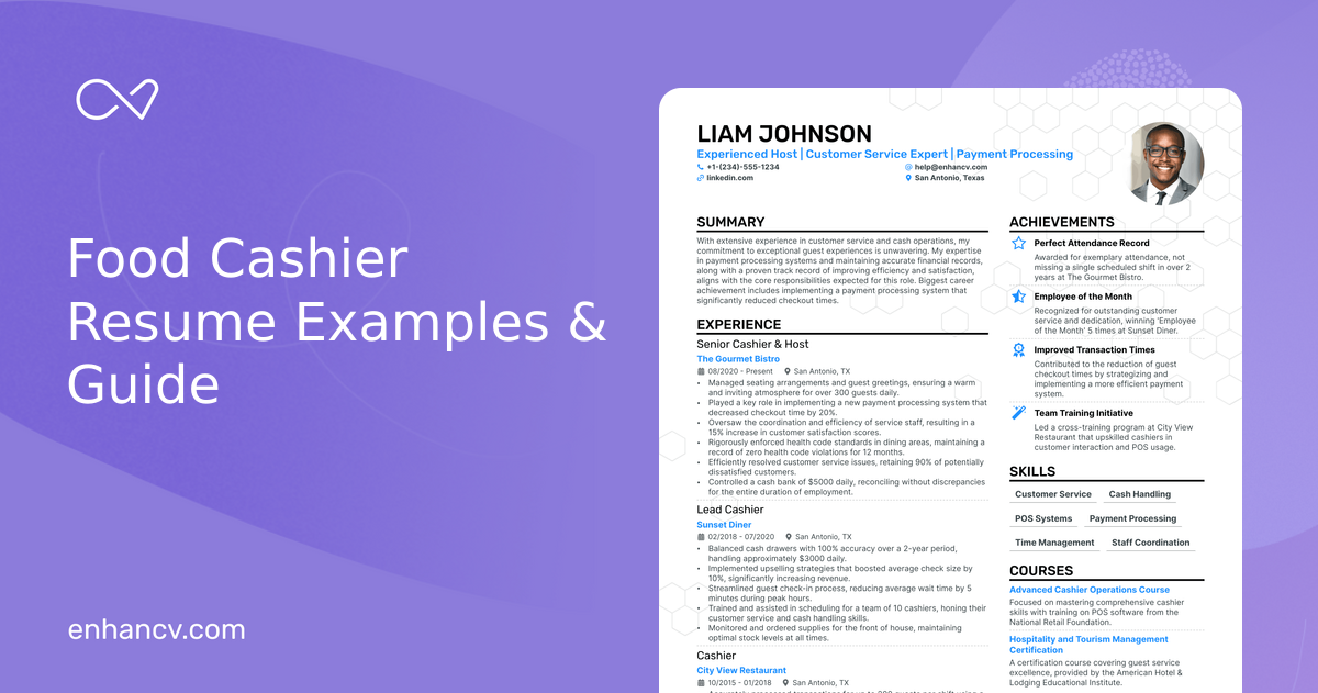 5 Food Cashier Resume Examples & Guide for 2024