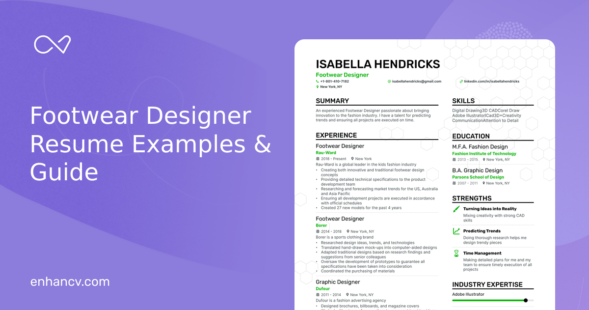 5 Footwear Designer Resume Examples & Guide for 2024