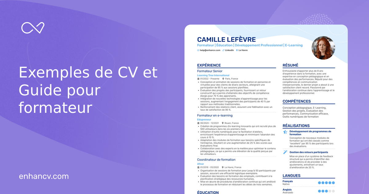 CV de formateur : Télécharger le modèle gratuit en ligne