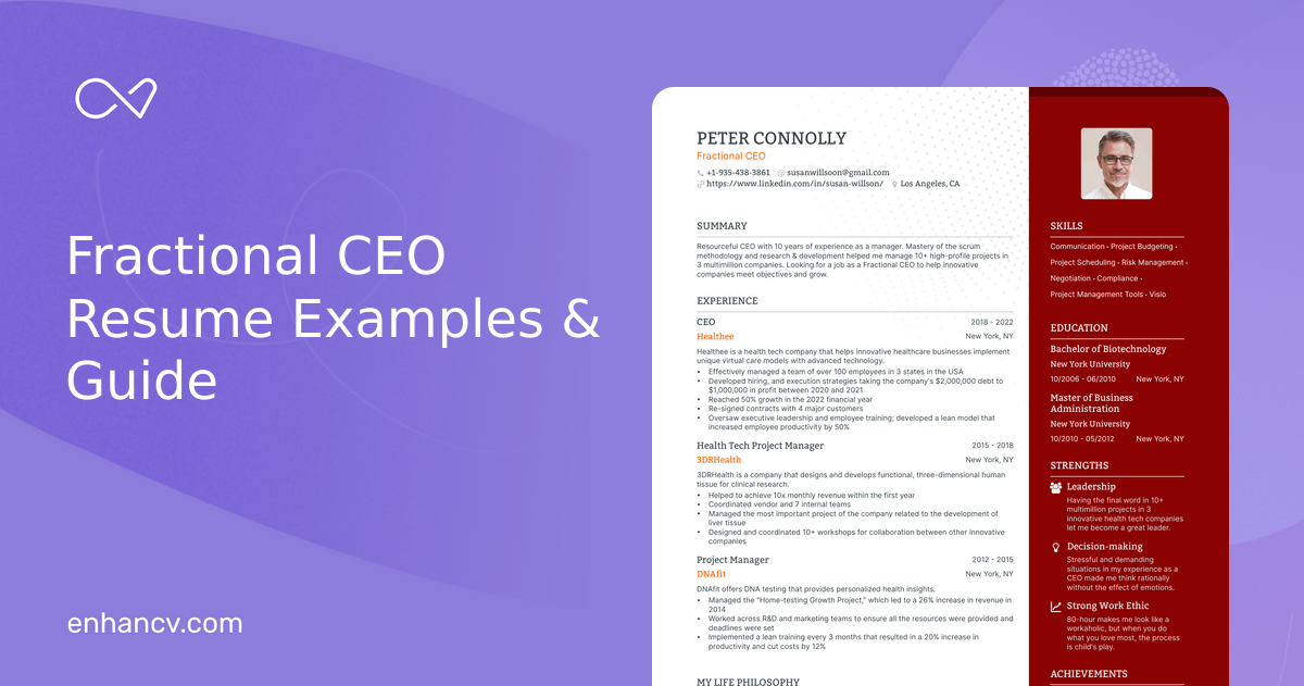 5 Fractional CEO Resume Examples & Guide for 2024